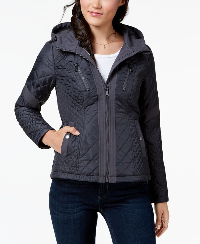 Sebby Juniors' Hooded Quilted Coat - Macy's