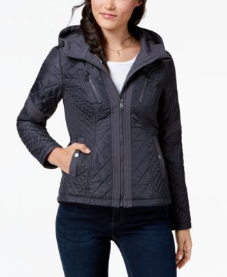 Sebby Juniors' Hooded Quilted Coat - Macy's