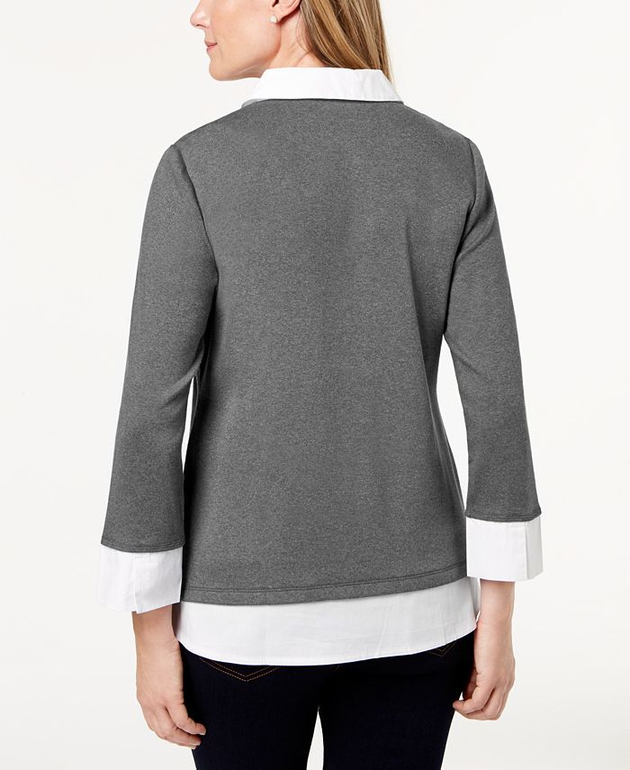 Karen Scott Cotton Layered-Look Woven Top, Created for Macy's - Macy's