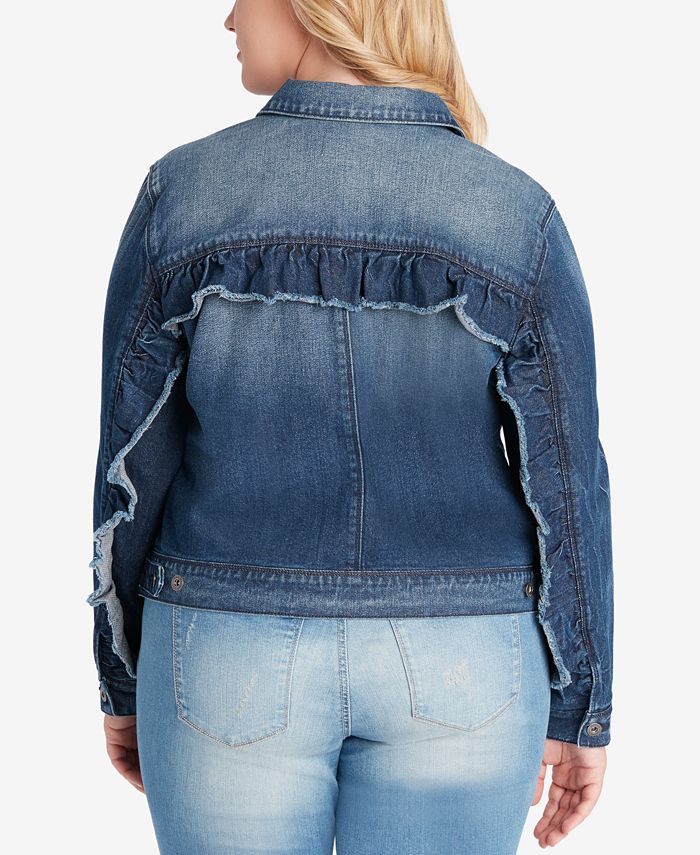 Jessica Simpson Plus Size Peony Ruffled Denim Jacket & Reviews ...