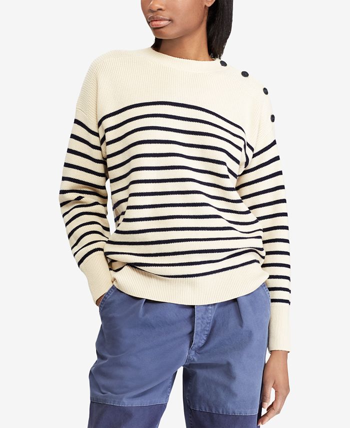 Polo Ralph Lauren Button-Shoulder Wool Sweater - Macy's