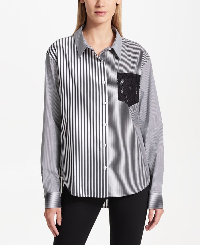 DKNY Colorblocked Oxford Shirt, Created for Macy's - Macy's