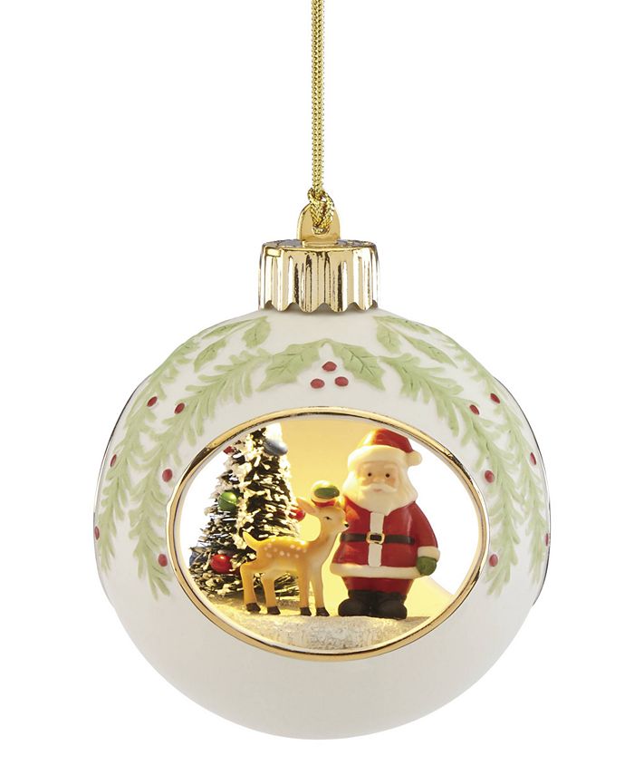 Lenox Lit Santa Scene 3D Ball Ornament - Macy's