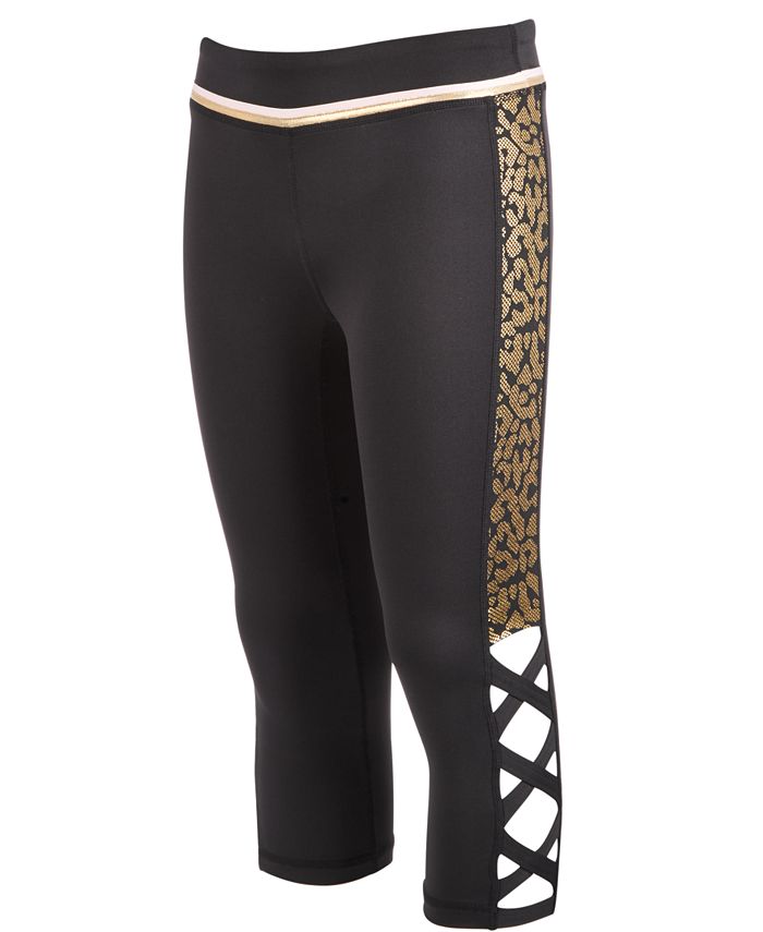 Ideology Big Girls Plus-Size Leopard-Print Caged Capri Leggings ...