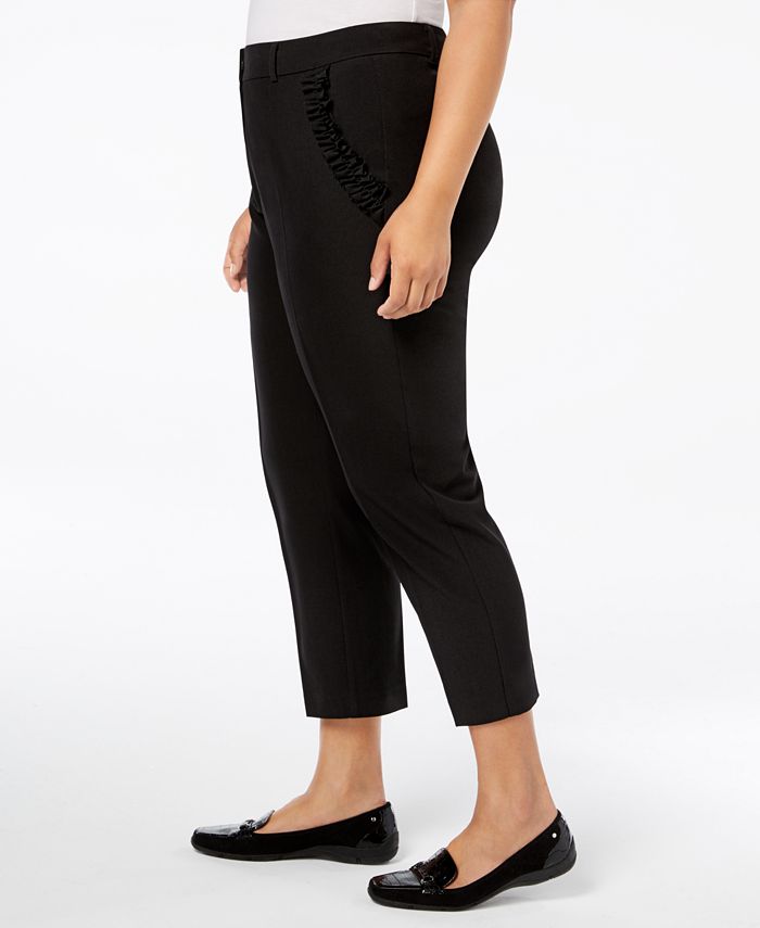 NY Collection Plus & Petite Plus Size Ruffled-Pocket Pants - Macy's