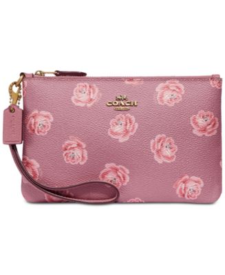 COACH Rose-Print Small Wristlet - Macy's