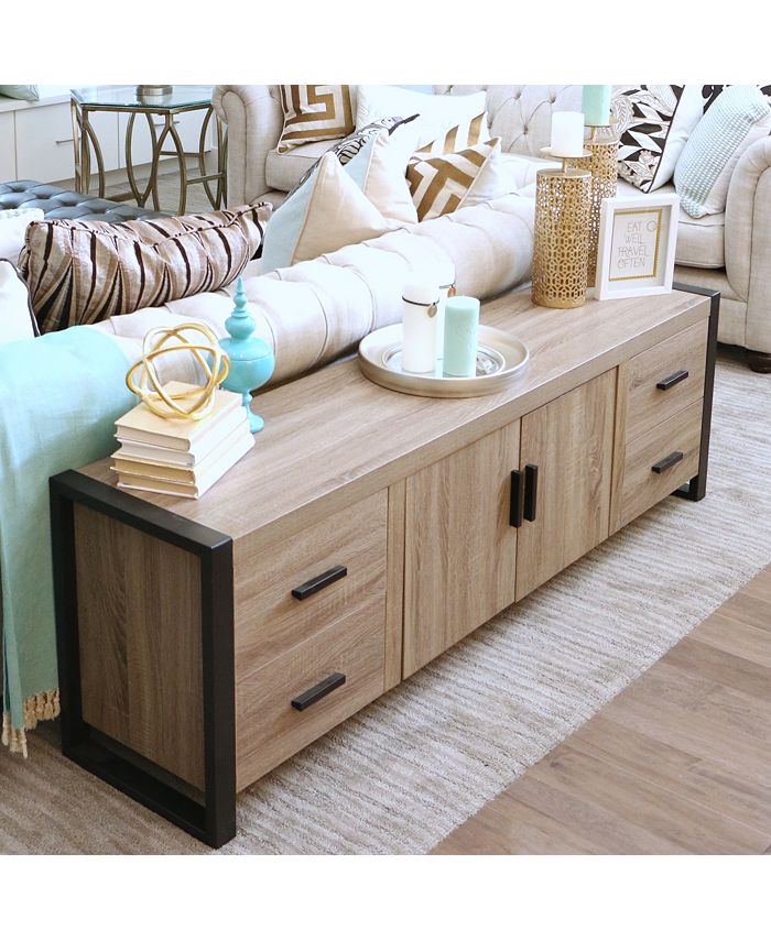 Walker Edison 70" Wood Media TV Stand Storage Console- Driftwood - Macy's