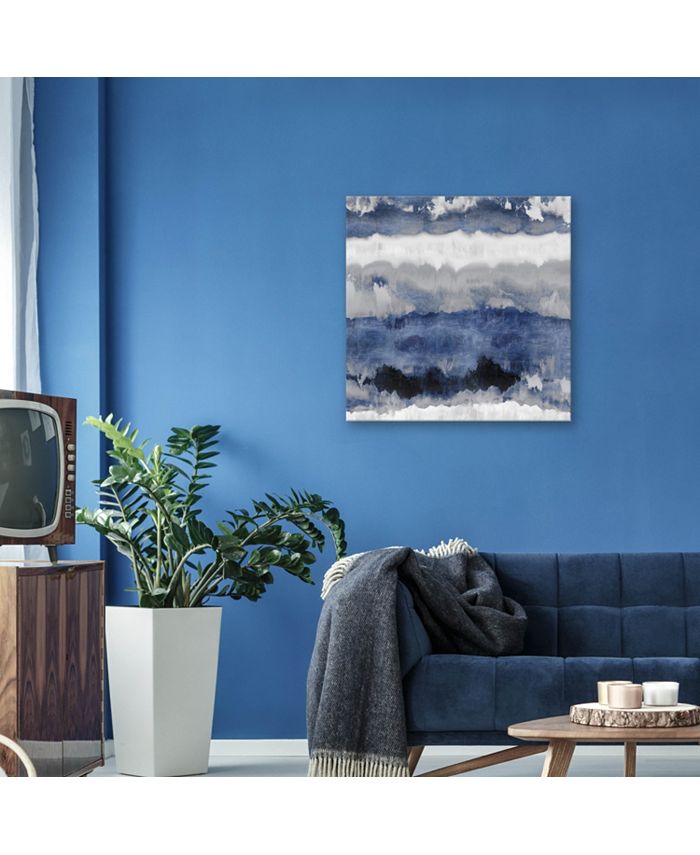 Artissimo Designs Indigo Gradations Hand Embellished Canvas Art - 30" W ...