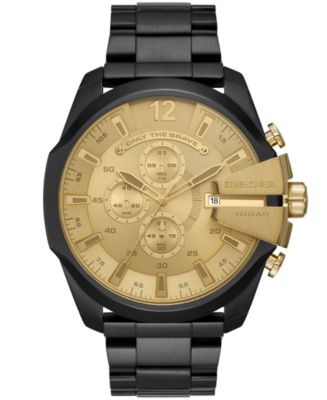 Diesel Men's Chronograph Mega Chief Black Stainless Steel Bracelet ...