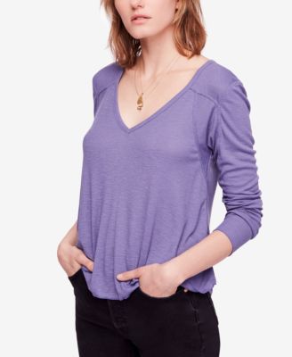 Free People Ribbed V-Neck Top - Macy's