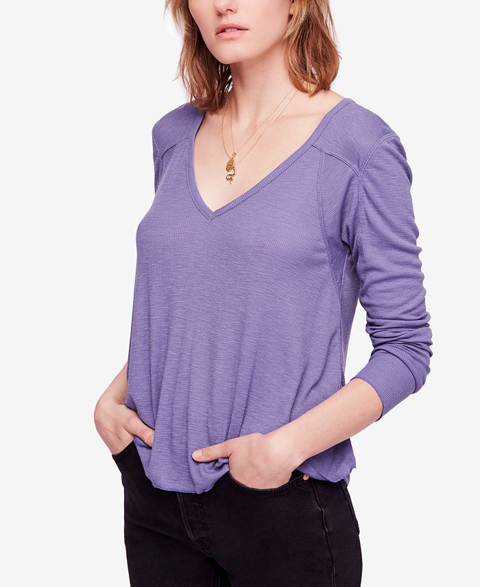 Free People Ribbed V-Neck Top - Macy's