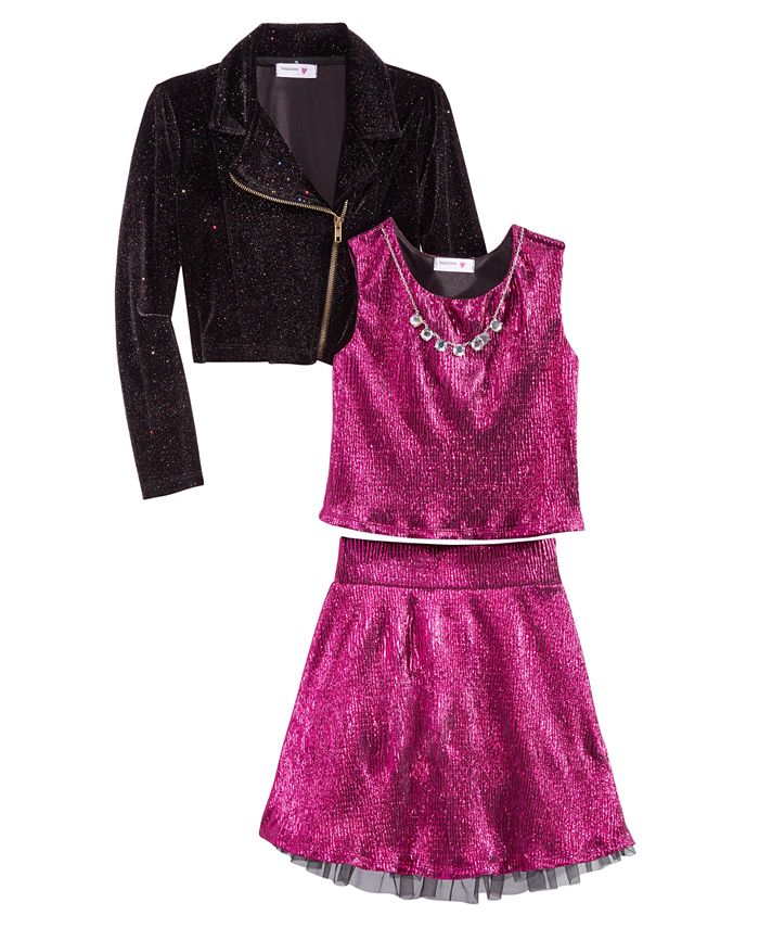 Beautees Big Girls 3-Pc. Moto Jacket, Top & Skirt Set - Macy's