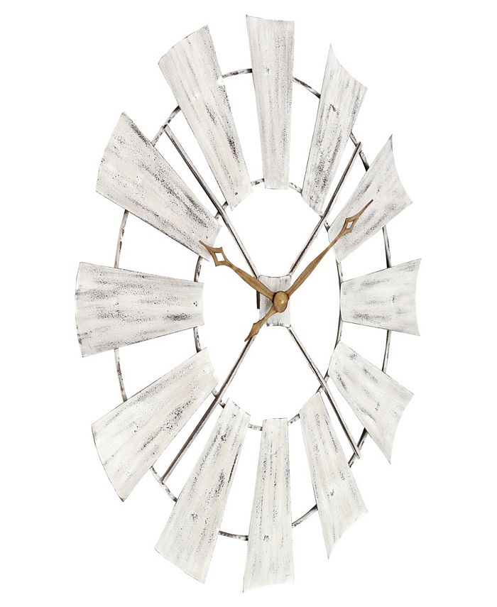 Aspire Home Accents Farmhouse Windmill Wall Clock - White - Macy's