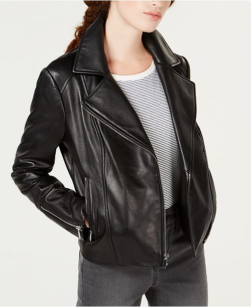 Maison Jules Leather Moto Jacket, Created for Macy's - Jackets ...