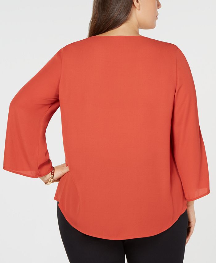 JM Collection Plus Size Lace-Up Top, Created for Macy's - Macy's