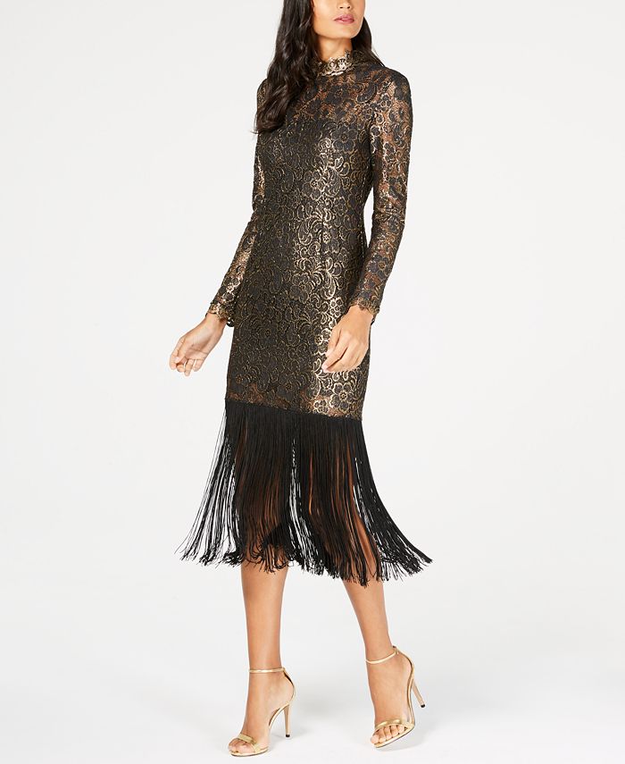 Rachel Zoe Hunter Fringe Metallic Dress - Macy's