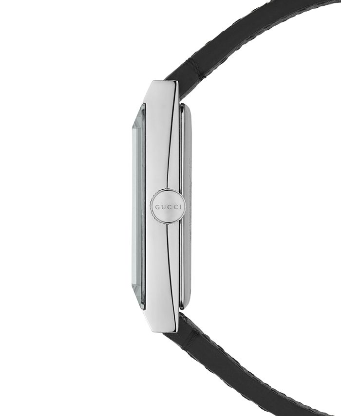 Gucci Women's Swiss G-Frame Black Ayers Leather Strap Watch 21x40mm ...
