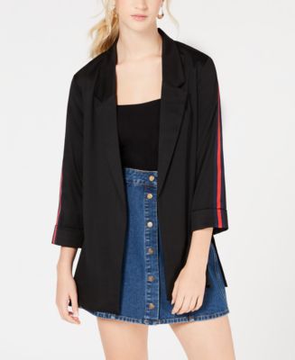 Almost Famous Juniors' Stripe-Sleeved Jacket - Macy's