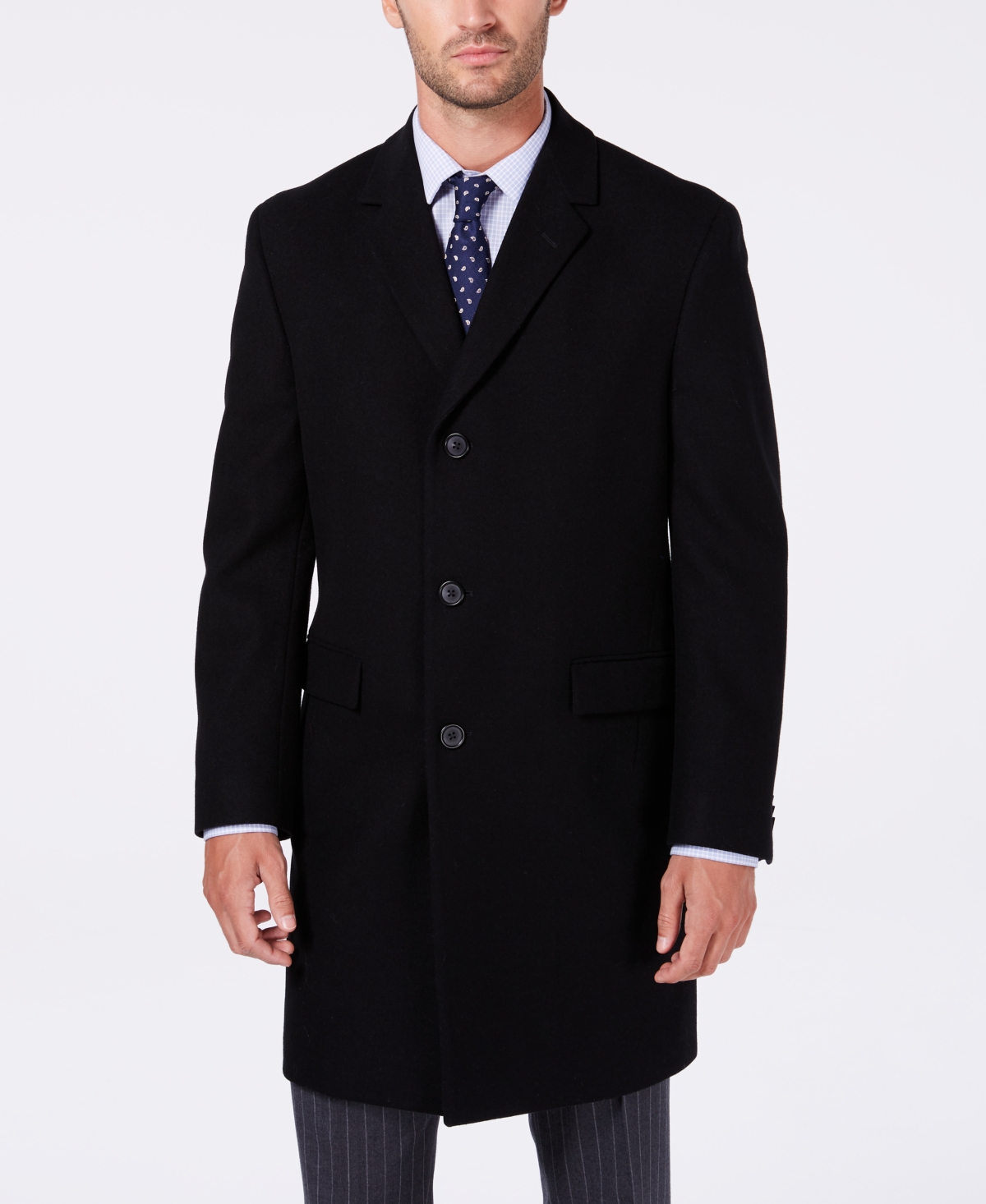 Click here for Nautica Mens Classic-Fit Batten Overcoat - Black prices