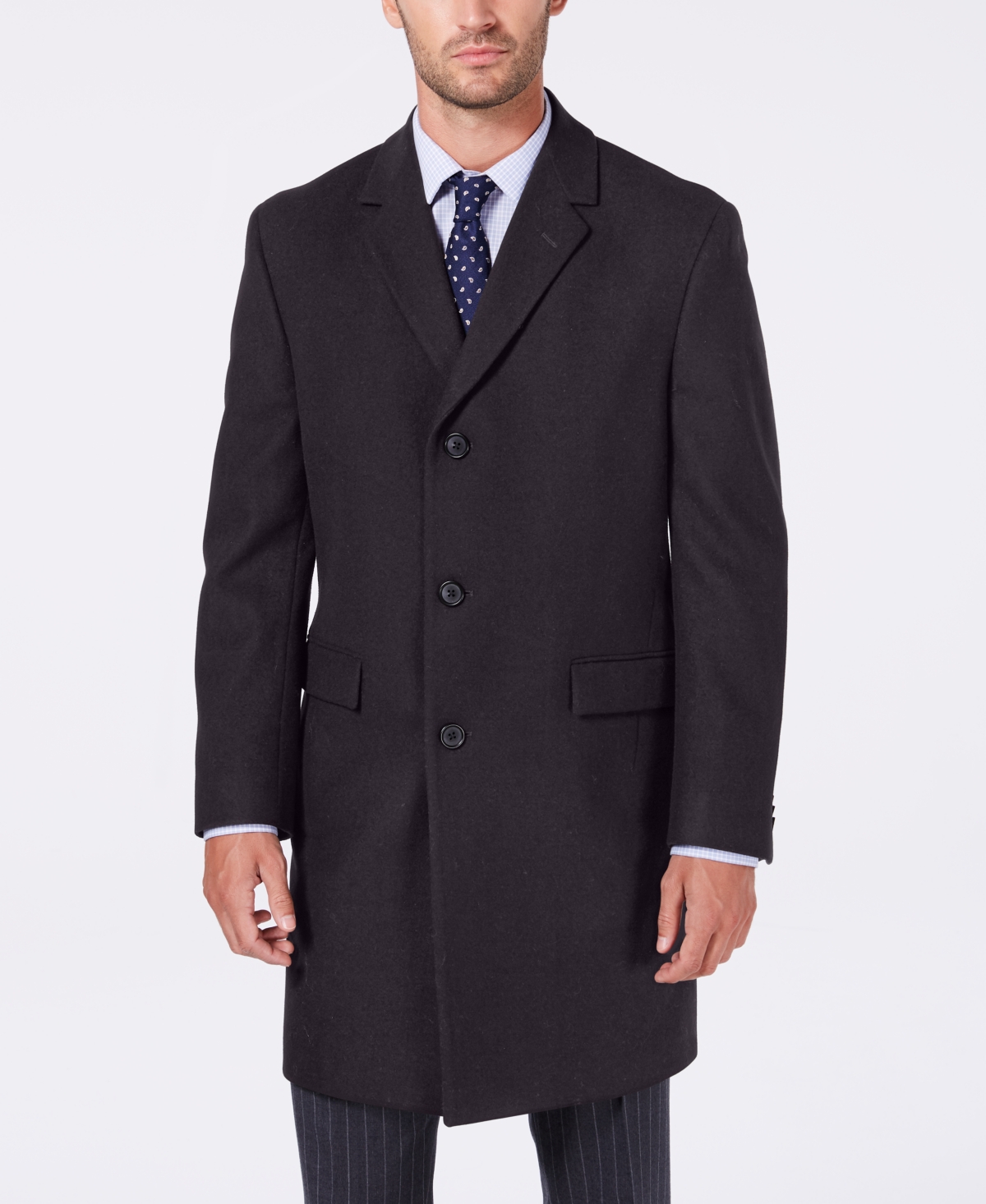 Click here for Nautica Mens Classic-Fit Batten Overcoat - Grey prices