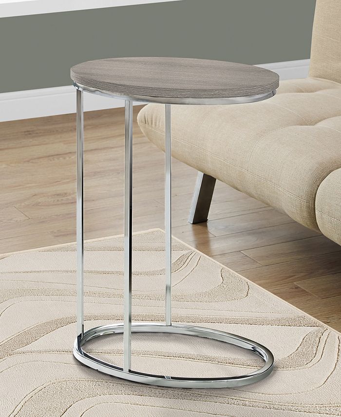 Monarch Specialties Chrome Metal Oval Edgeside Accent Table in Dark ...