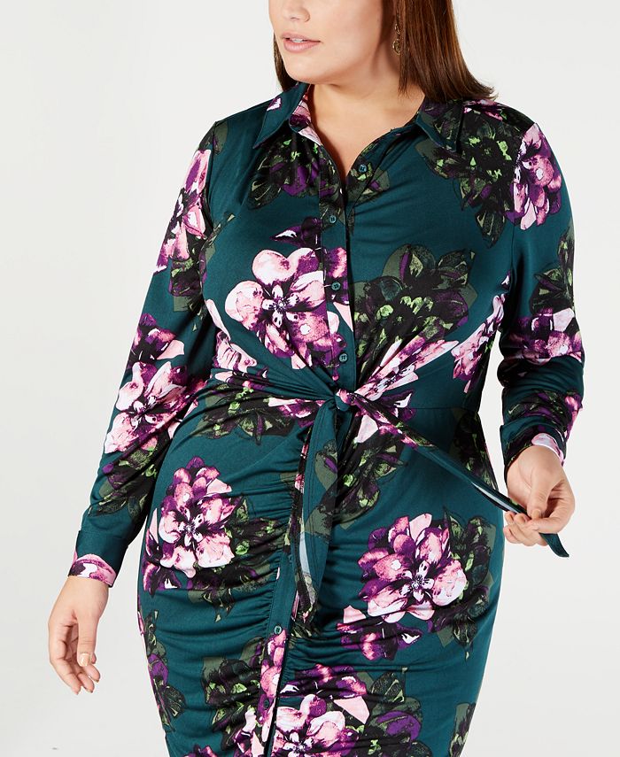 Ny Collection Plus Size Ruched Shirtdress Macys