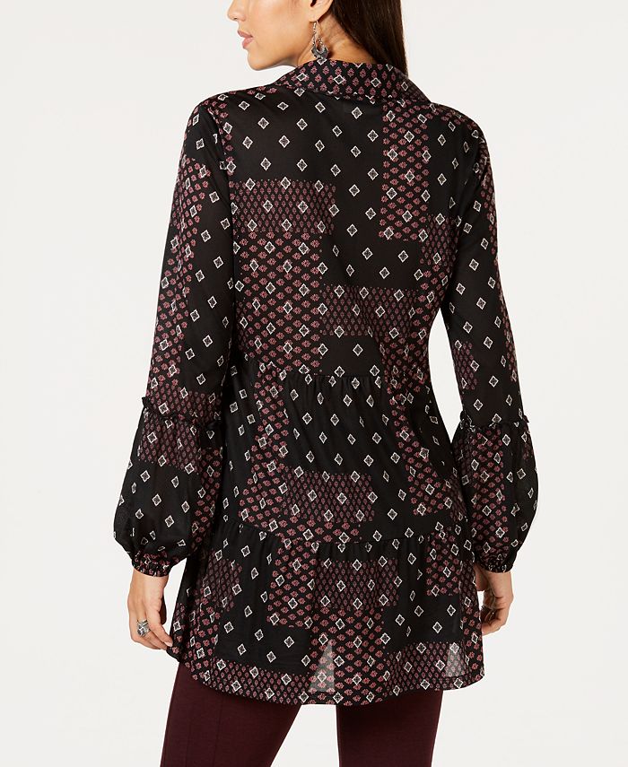 Style & Co Printed Split-Neck Tunic Top, Created for Macy's - Macy's