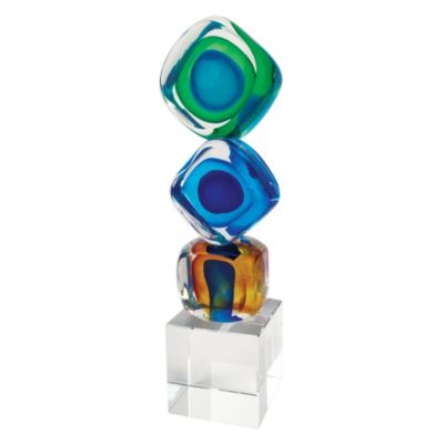 Badash Crystal Tricolor Cubes Art Glass Sculpture - Macy's