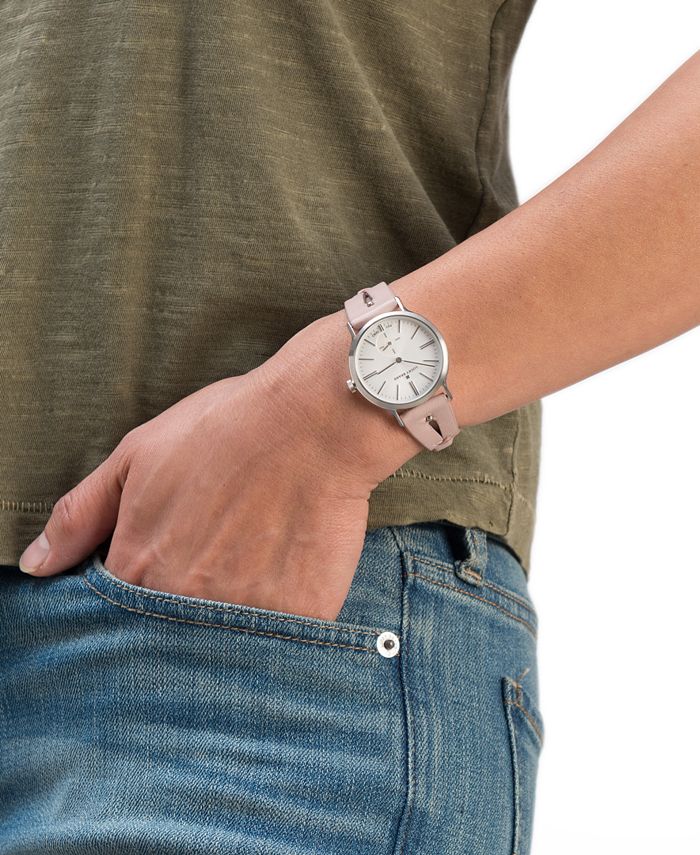 Lucky Brand Women's Ventana Blush Cut Out Leather Strap Watch 34mm - Macy's