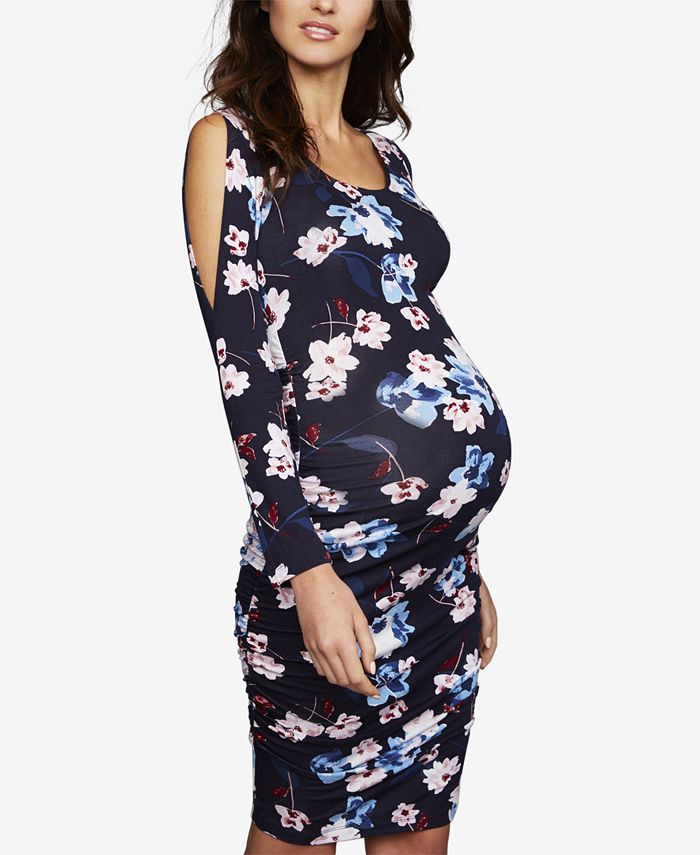A Pea in the Pod Maternity Ruched Cold-Shoulder Dress - Macy's