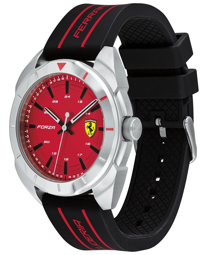 Ferrari Men's Forza Black Silicone Strap Watch 45mm - Macy's