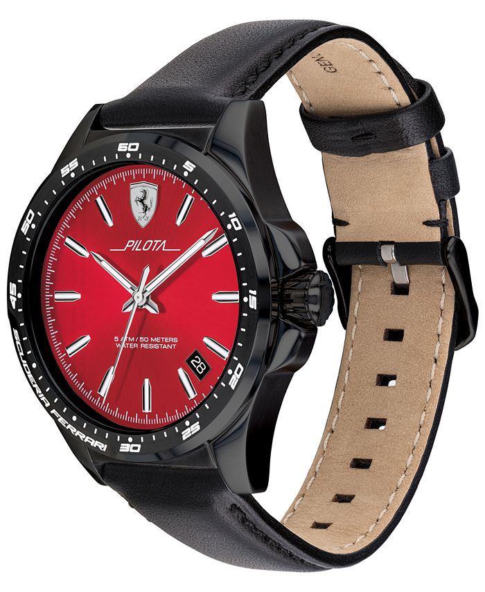 Ferrari Men's Pilota Black Silicone Strap Watch 42mm - Macy's