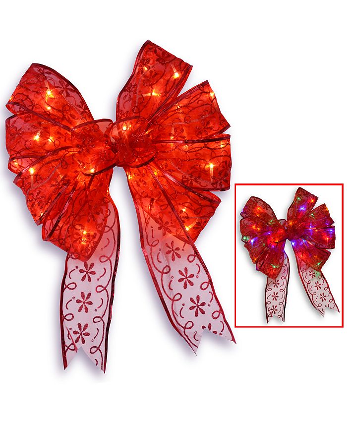National Tree Company National Tree 9" Red Bow Tree Topper with Dual ...