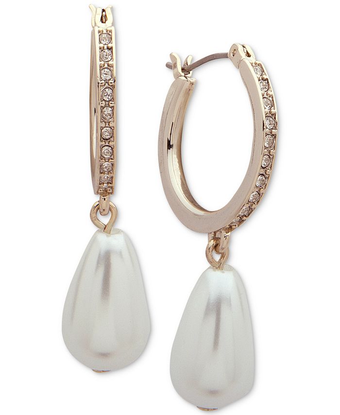 Ivanka Trump Gold-Tone Imitation Pearl & Crystal 1 1/2"Drop Earrings ...