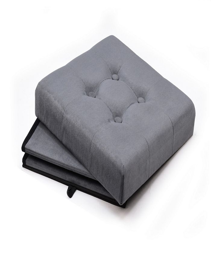 Hodedah Cube, Foldable, Suede, Storage Ottoman in Grey - Macy's