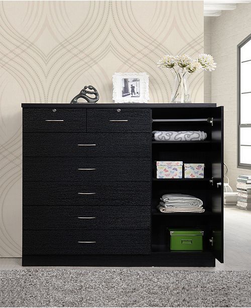 Hodedah 7-Drawer Chest with Locks on 2-Top Drawers plus 1-Door with 3 ...