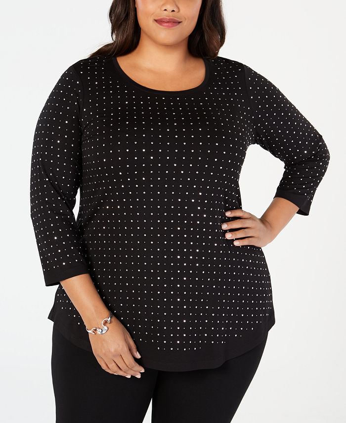 JM Collection Plus Size Embellished Top, Created for Macy's - Macy's