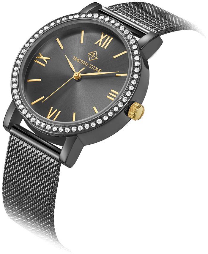 Timothy Stone Women's 'Indio' Minimalist Crystal Accented Mesh Bracelet Watch - Macy's