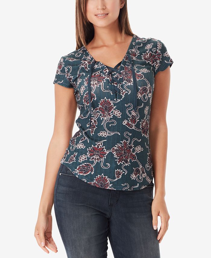 WILLIAM RAST Printed Lace-Up Top - Macy's