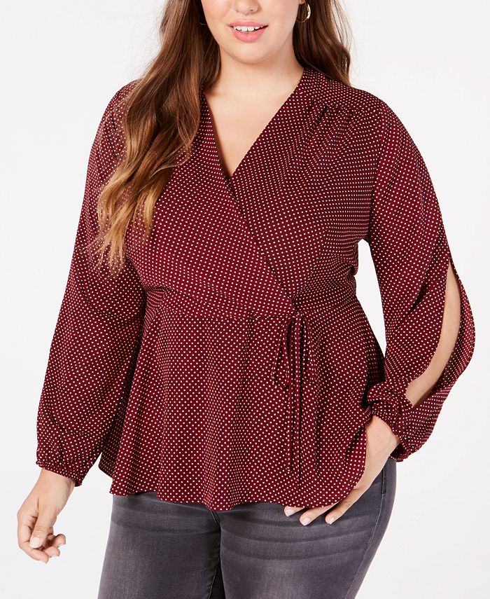 Monteau Trendy Plus Size Faux-Wrap Top - Macy's