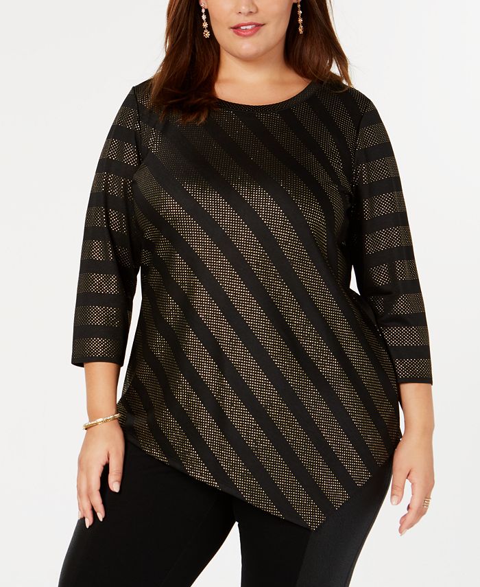 NY Collection Plus Size Handkerchief Hem Top - Macy's