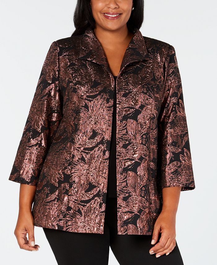 Alex Evenings Plus Size Metallic Jacquard Jacket & Top Set - Macy's