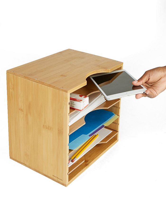 Mind Reader Vertical 4 Tier File Organizer Box, Bamboo Brown - Macy's