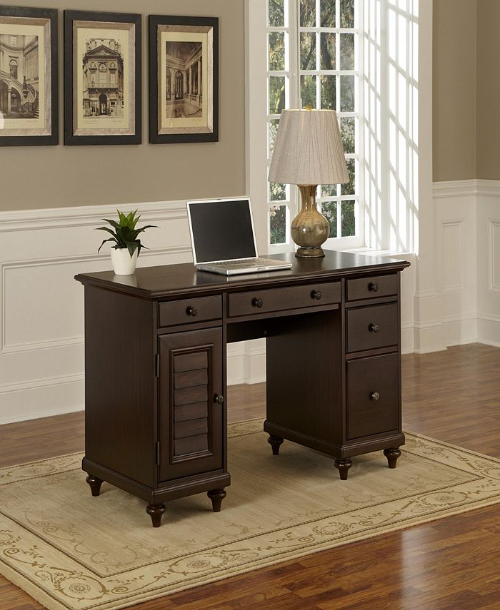 Home Styles Bermuda Espresso Pedestal Desk - Macy's