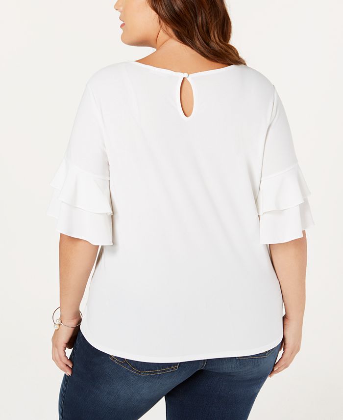 INC International Concepts INC Plus Size Ruffle-Sleeve Top, Created for ...