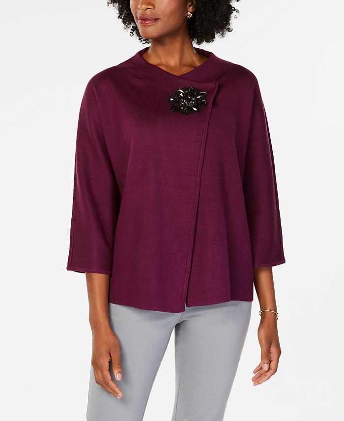 JM Collection Petites JM Collection Petite Rhinestone-Brooch Flyaway ...