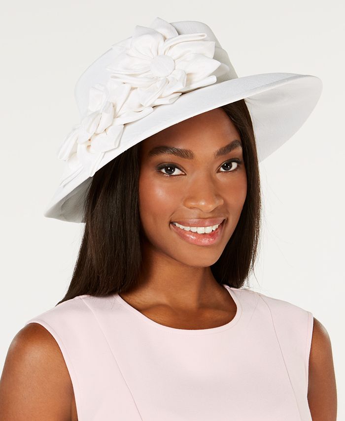 August Hats Flower-Accent Textured Hat - Macy's