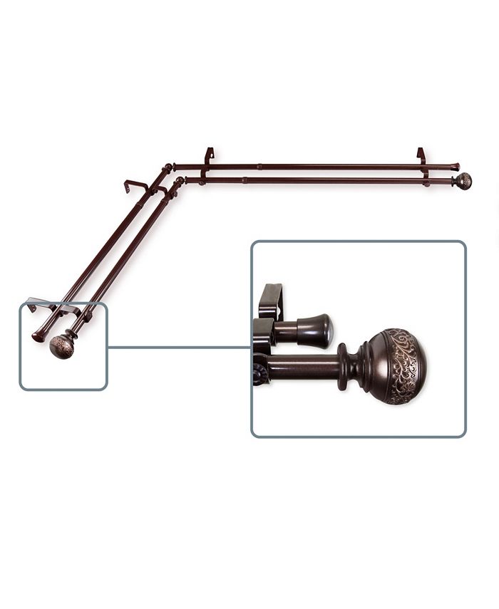 Rod Desyne Naomi Double Corner Curtain Rod 13/16 inch dia 120-170 inch ...