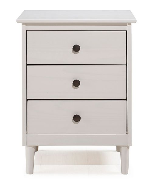 Walker Edison 3 Drawer Solid Wood Nightstand in White & Reviews ...