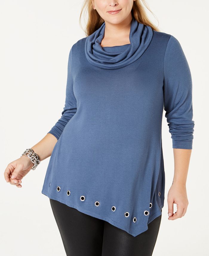 Belldini Belle by Plus Size Cowl-Neck Asymmetrical-Hem Tunic - Macy's